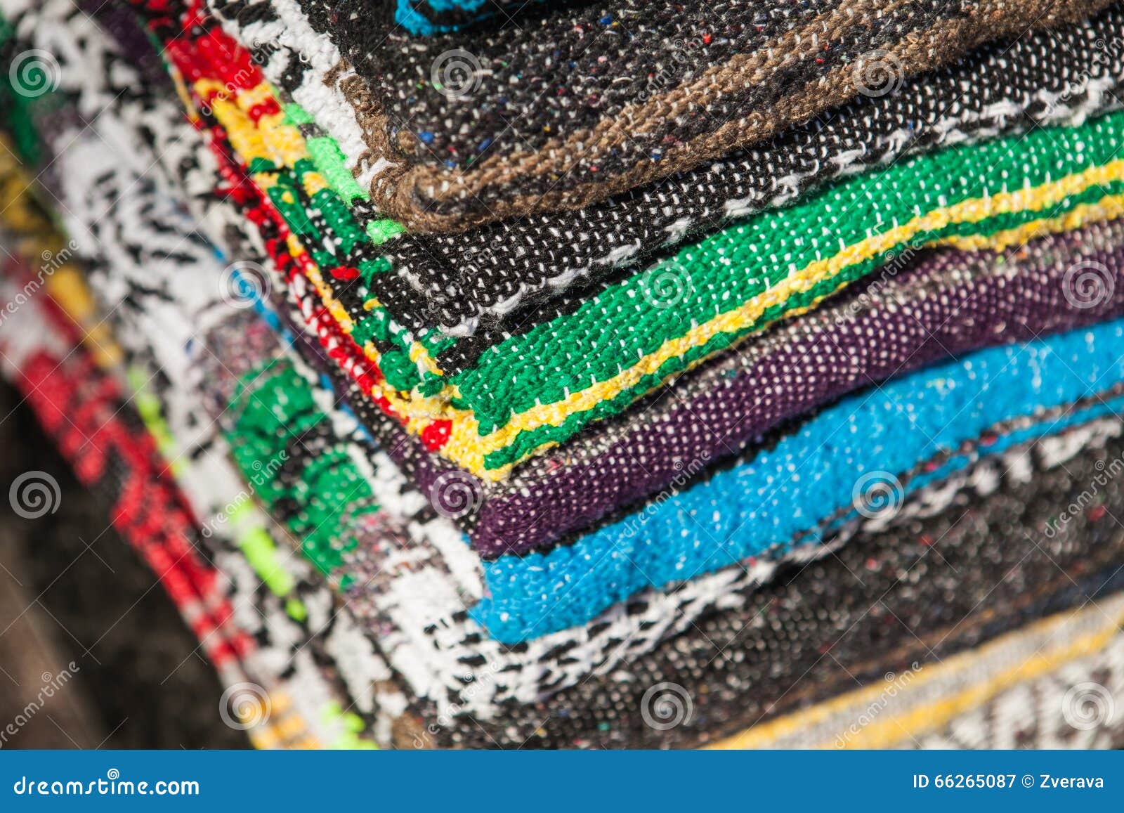 Colorful Mexican Serapes Hang in Row. Stock Image - Image of sarape ...