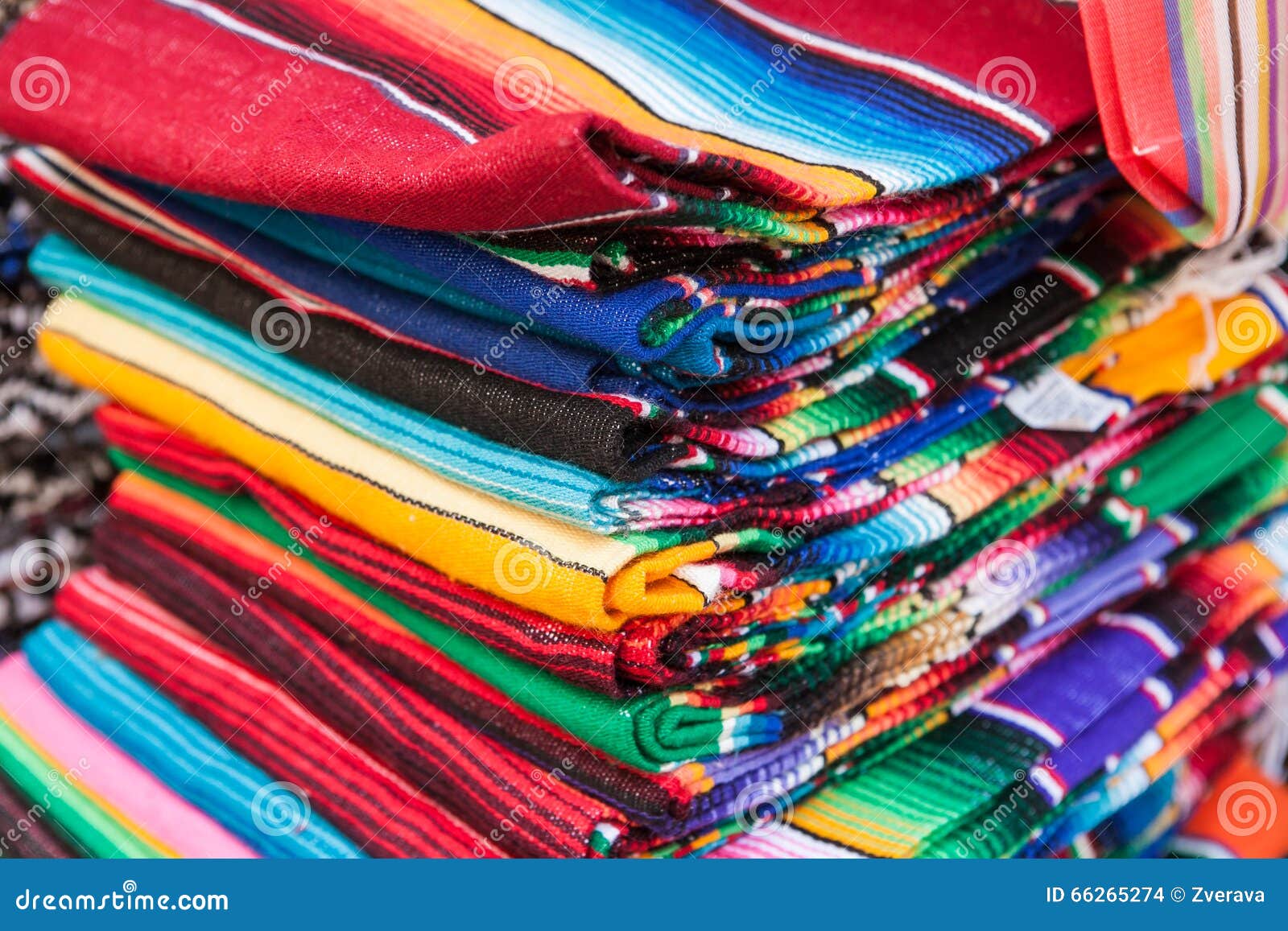 Colorful Mexican Serapes Hang In Row. Stock Photo - Image of ...