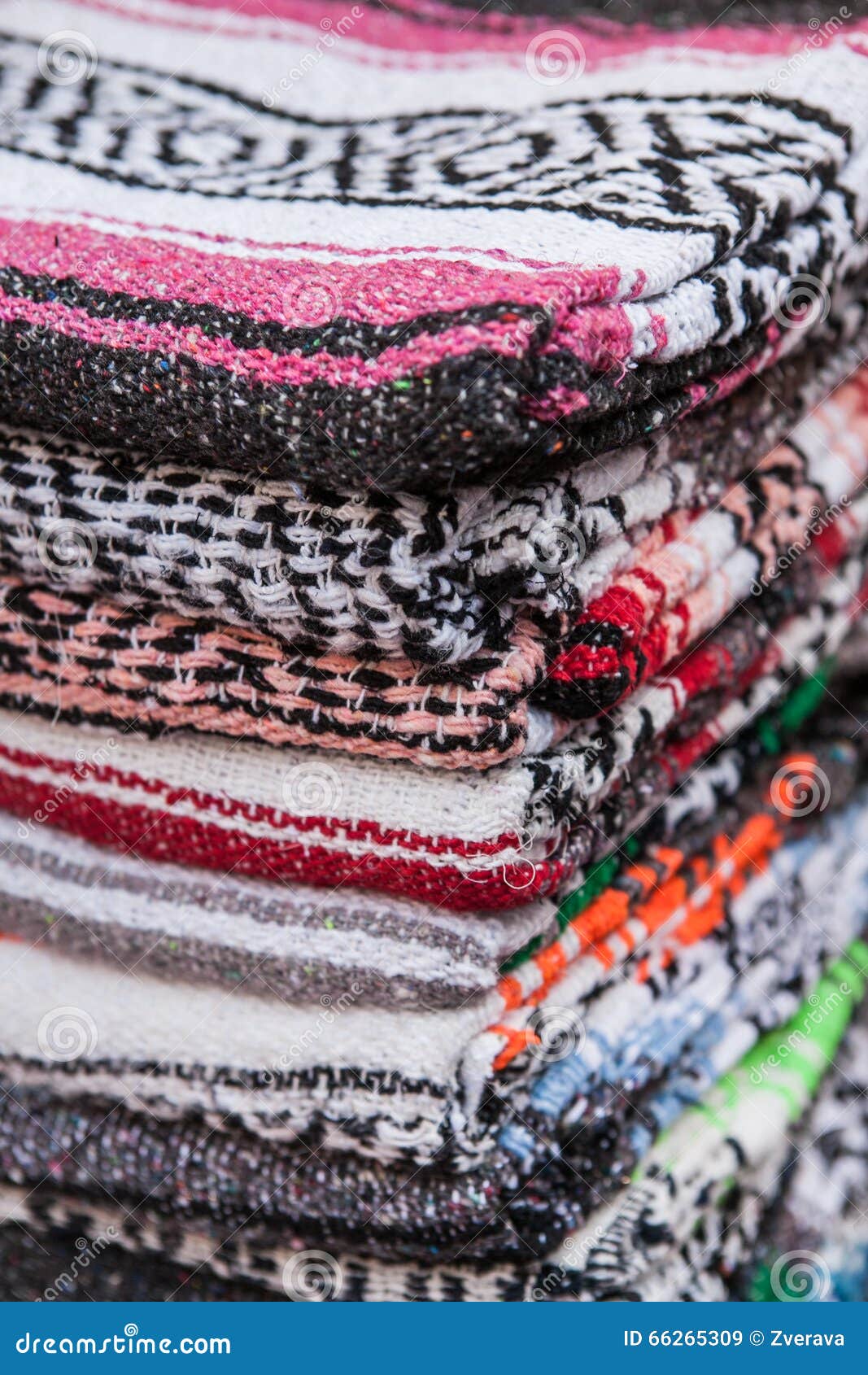 Colorful Mexican Serapes Hang in Row. Stock Image - Image of descent ...