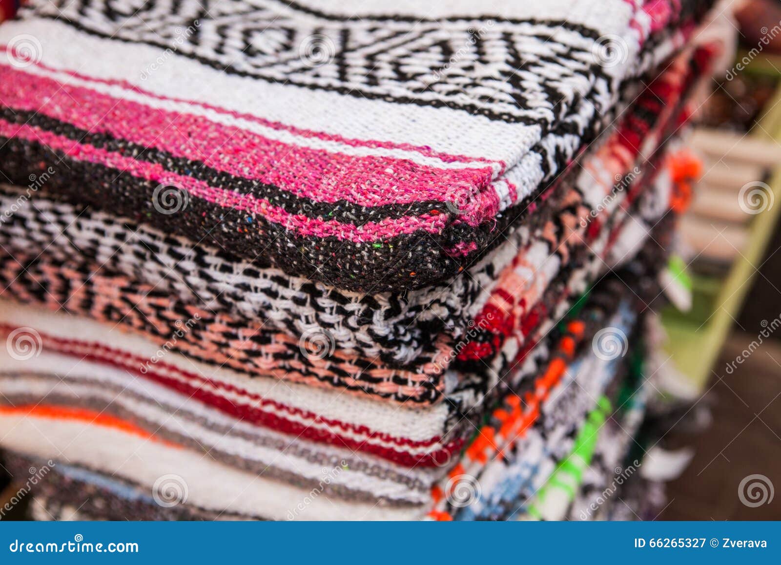 Colorful Mexican Serapes Hang in Row. Stock Image - Image of sarape ...