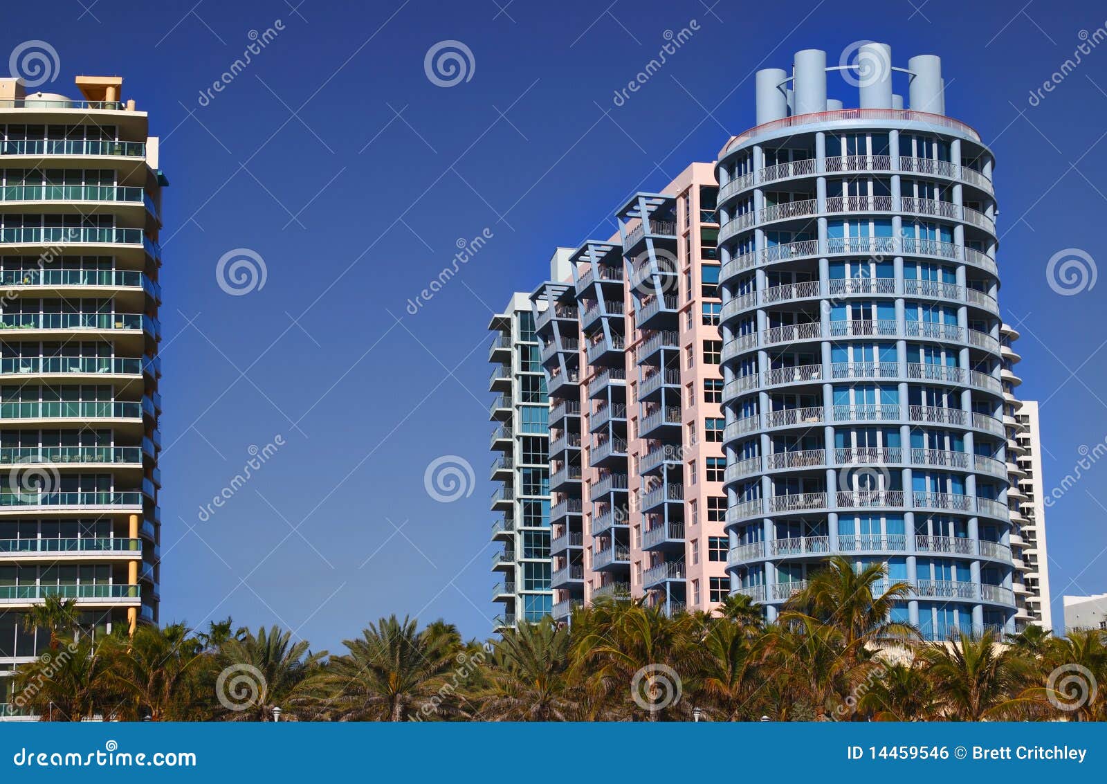 Colorful Miami hotels stock photo. Image of famous, historical - 14459546