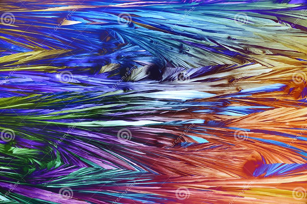 Colorful Micro Crystals in Polarized Light. Photo through a Microscope ...