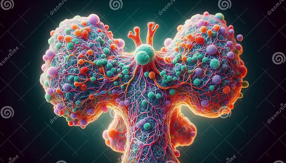 Colorful Microbial Cells Under a Microscope Stock Illustration ...