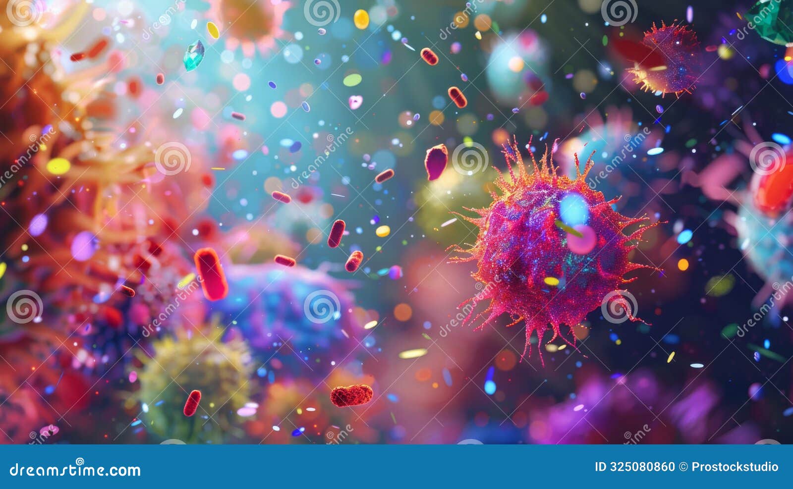 Colorful Microorganisms in a Digital Illustration Stock Photo - Image ...