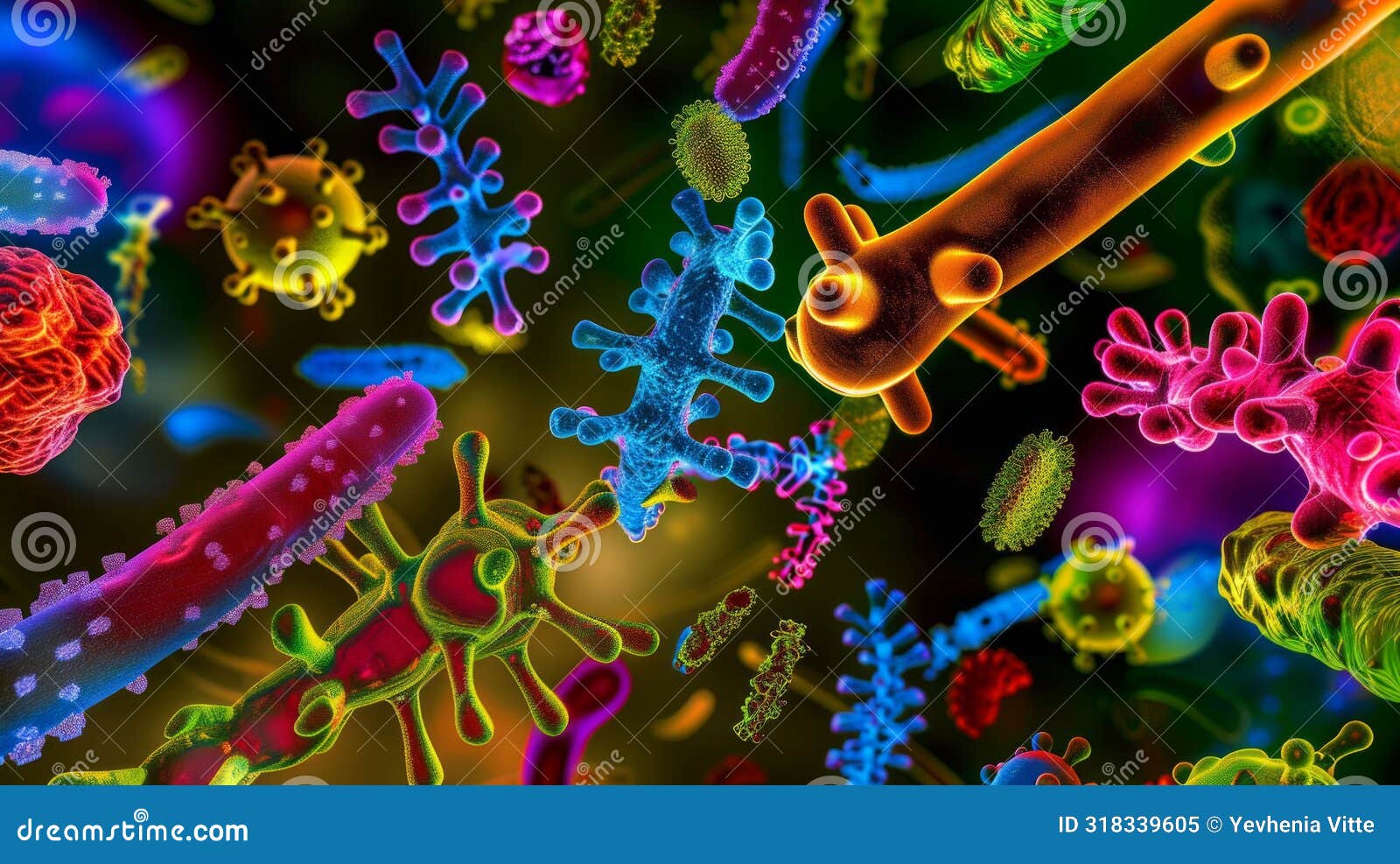 Colorful Microorganisms Under Microscope. Generative Ai Stock ...