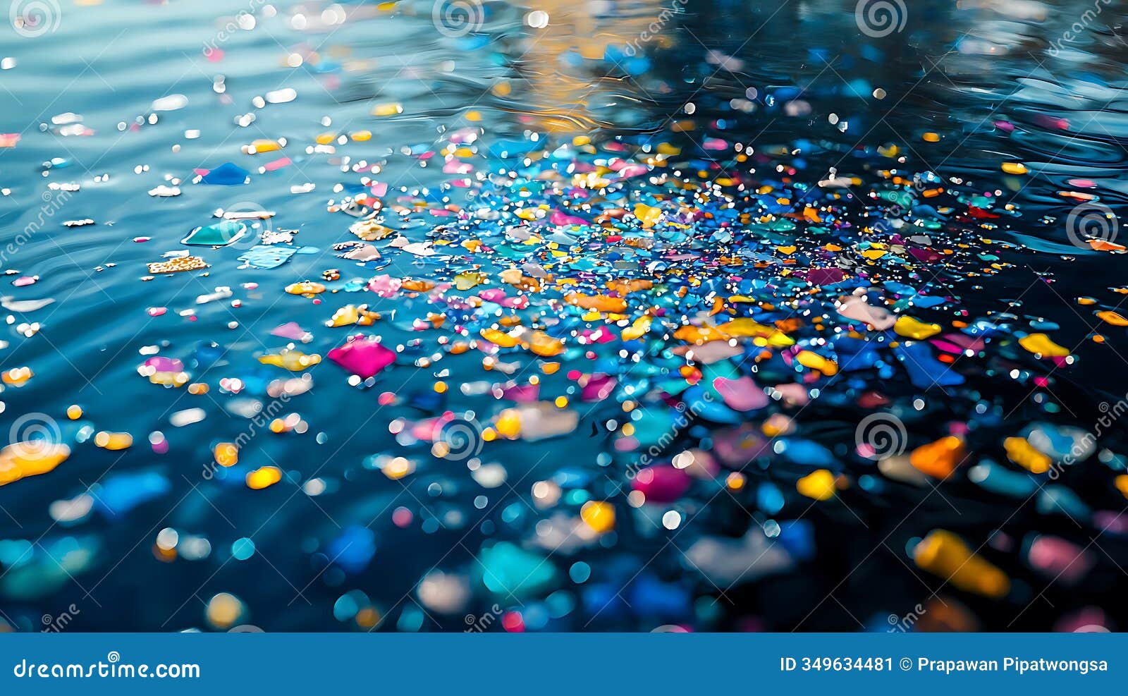 Colorful Microplastics Floating on Water Create Vibrant, Striking Scene ...