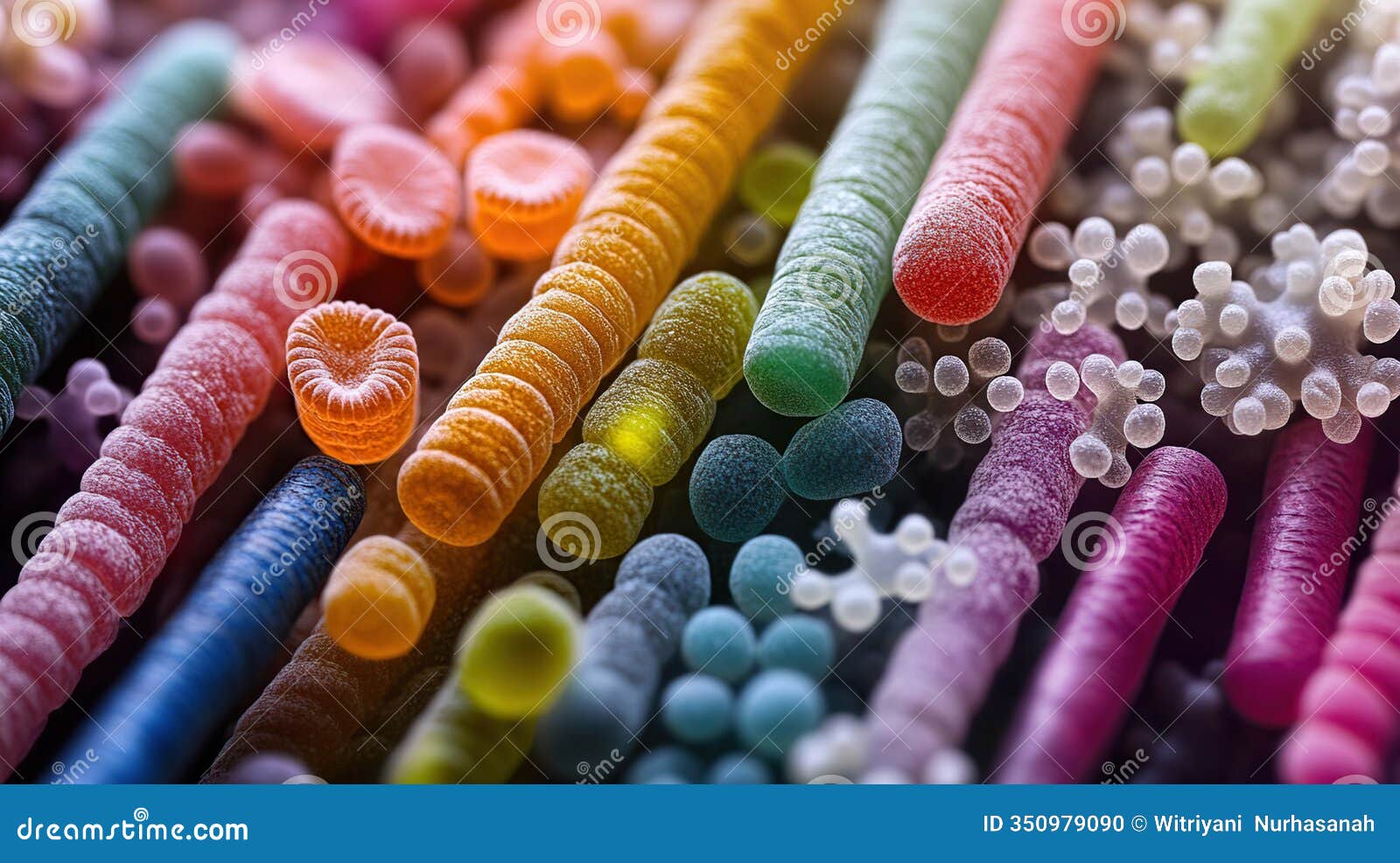 Colorful Microscopic Organisms, Bacteria, and Microbes Stock ...