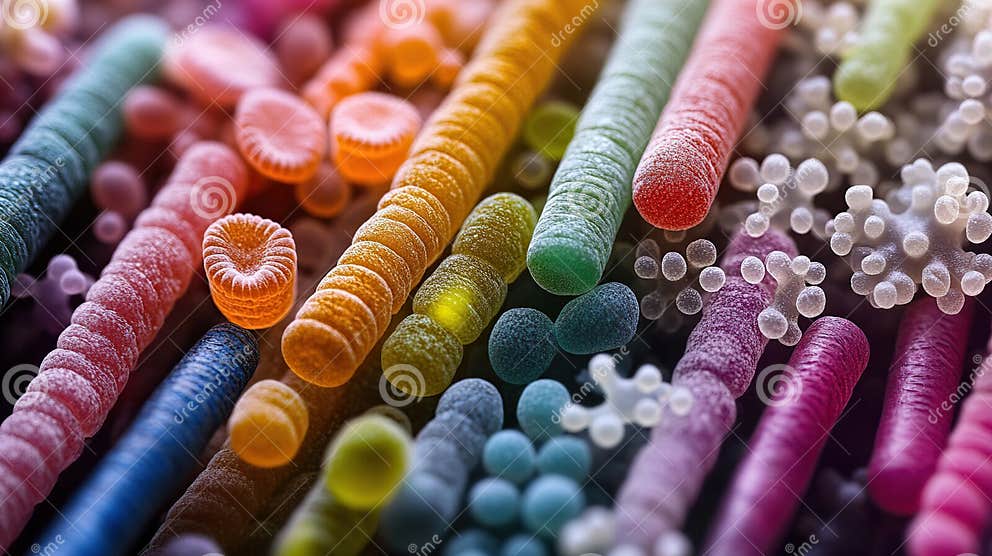 Colorful Microscopic Organisms, Bacteria, and Microbes Stock ...
