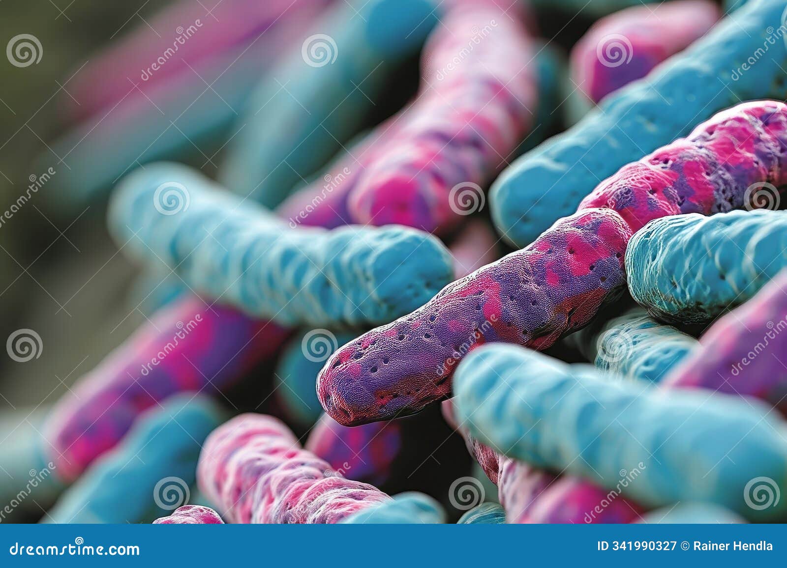 Colorful Microscopic View of Bacteria on a Surface during a Lab ...