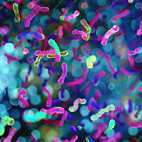 Colorful Microscopic View of Bacteria Under a Microscope, Highlighting ...