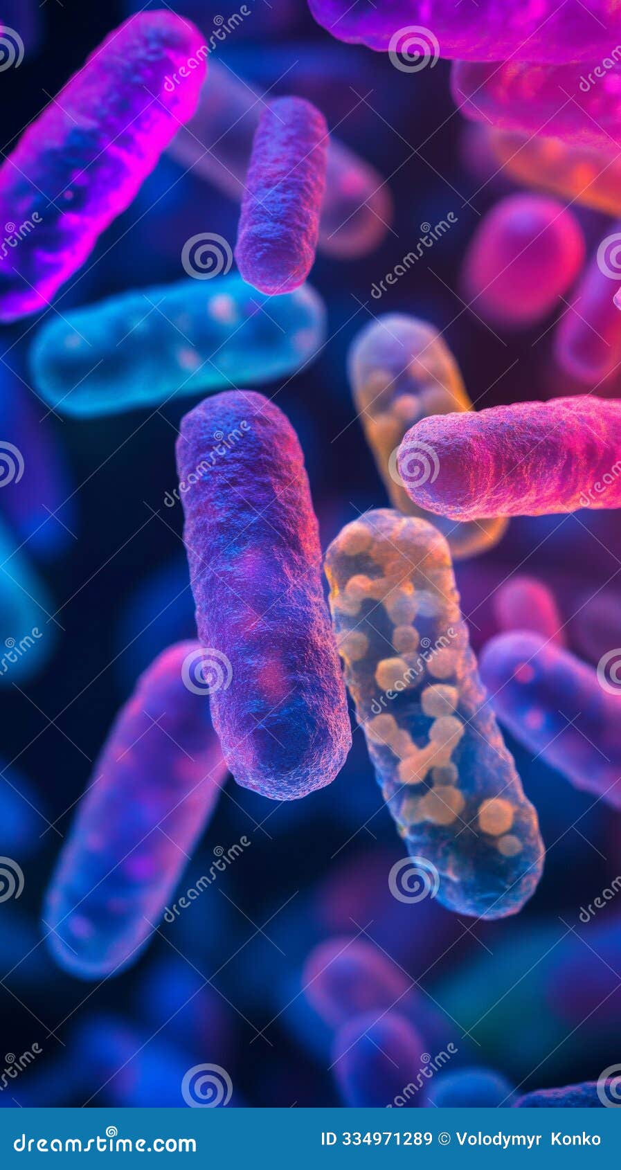 Colorful Microscopic View of Bacteria Under a Microscope, Scientific ...