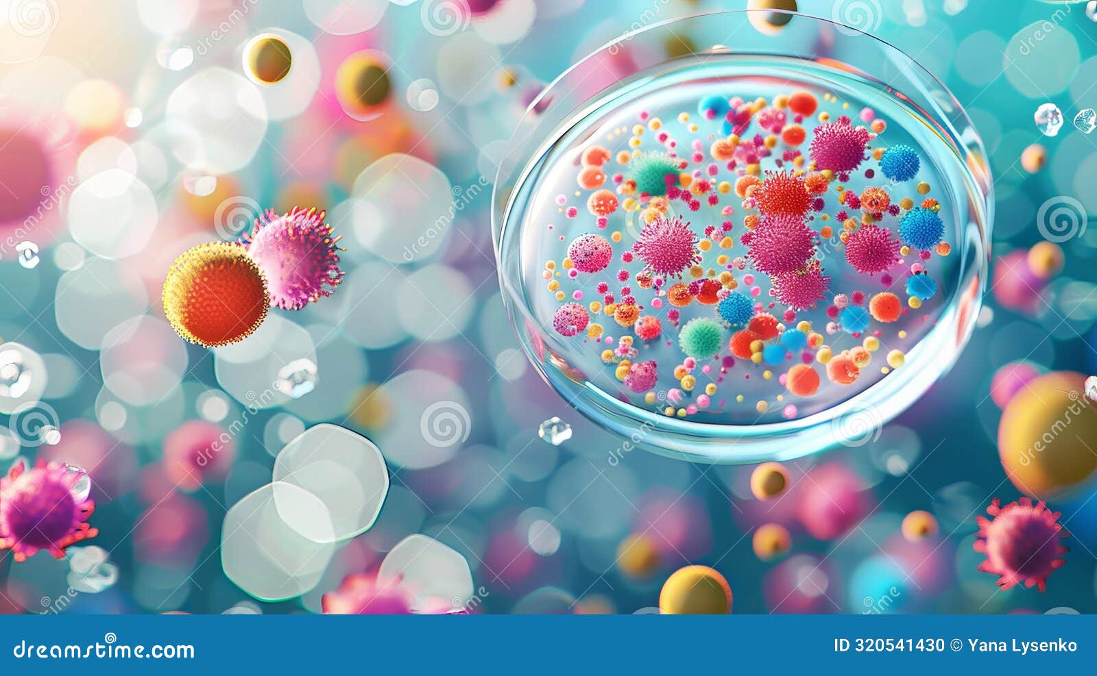 Colorful Microscopic View Of Bacterias. Various Shapes In A Biological ...