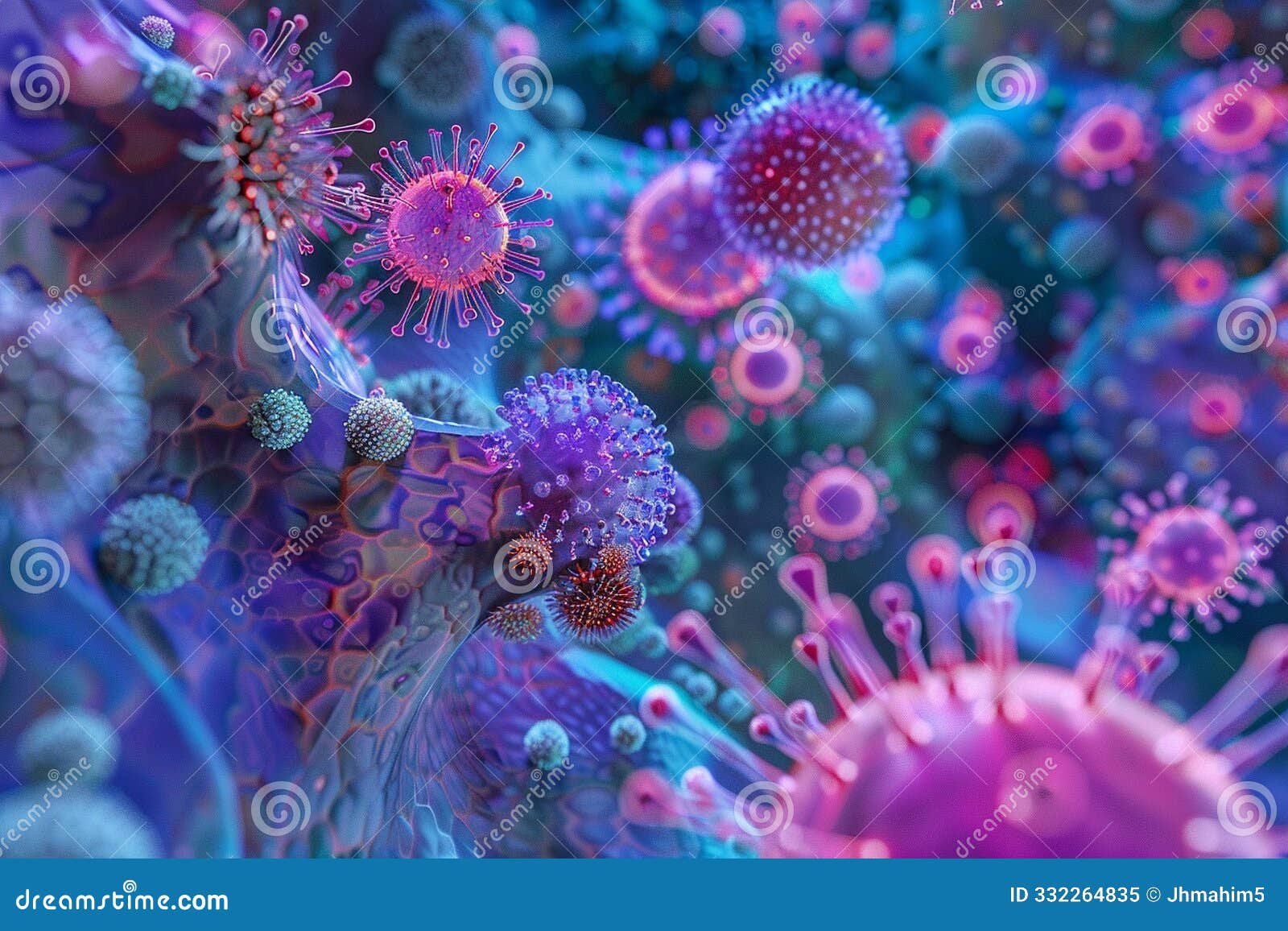 Microscopic View of Viruses Stock Illustration - Illustration of ...