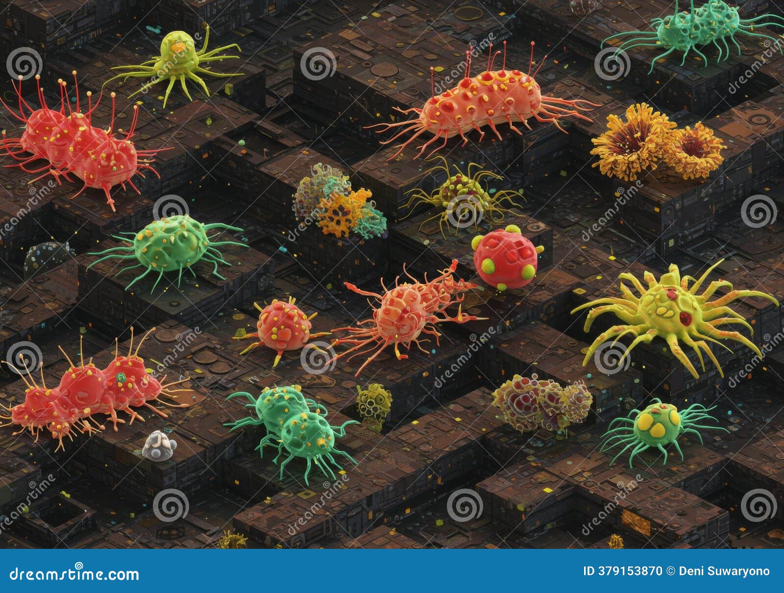 Colorful Microscopic View Of Bacteria Simulation Stock Photo ...