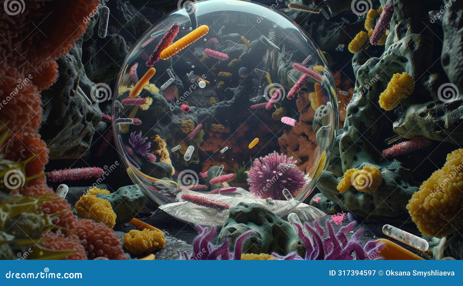 Colorful Microscopic Landscape Of Cellular Structures Royalty-Free ...