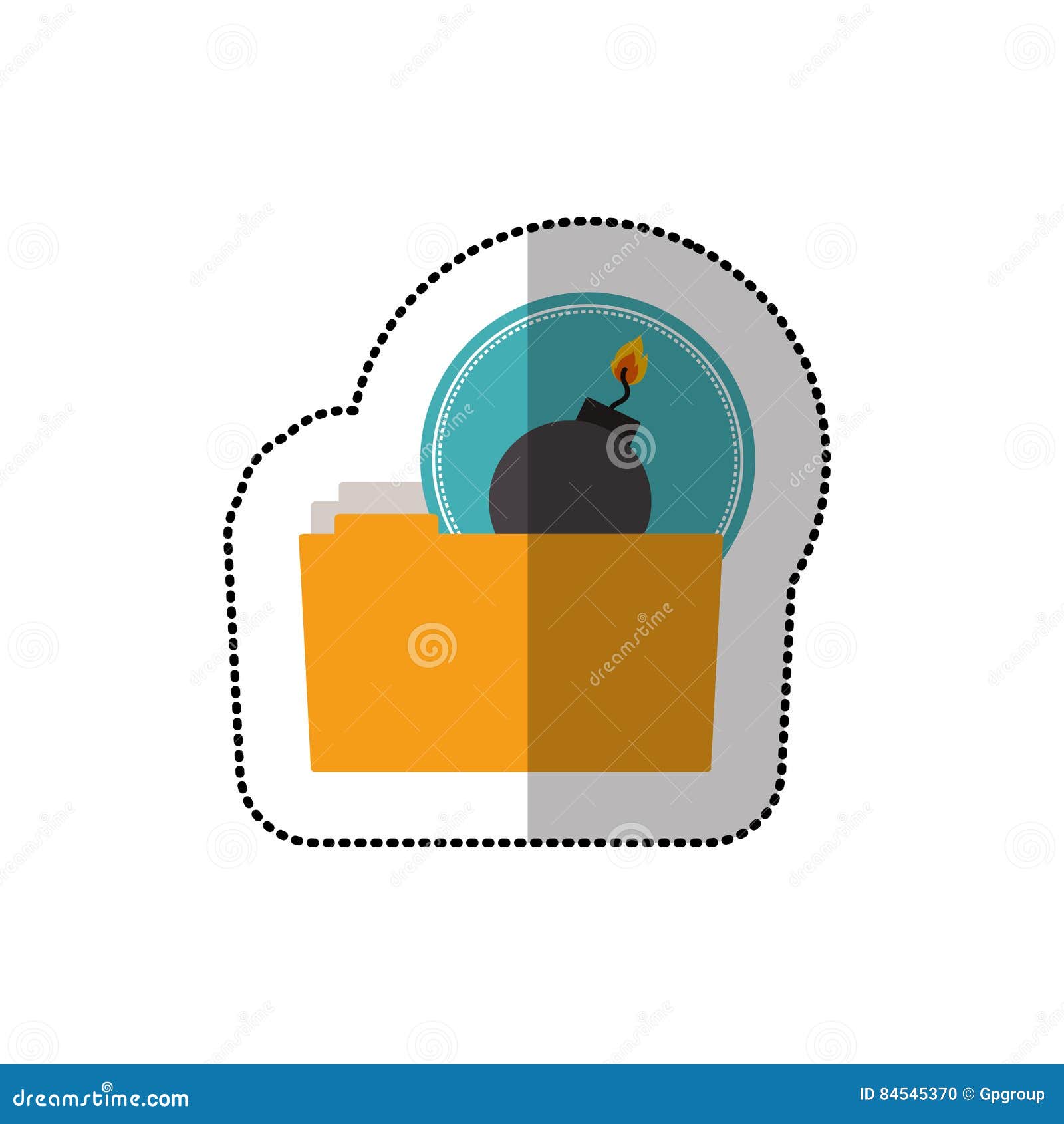 Colorful Middle Shadow Sticker of Virus Folder Bomb Stock Vector ...