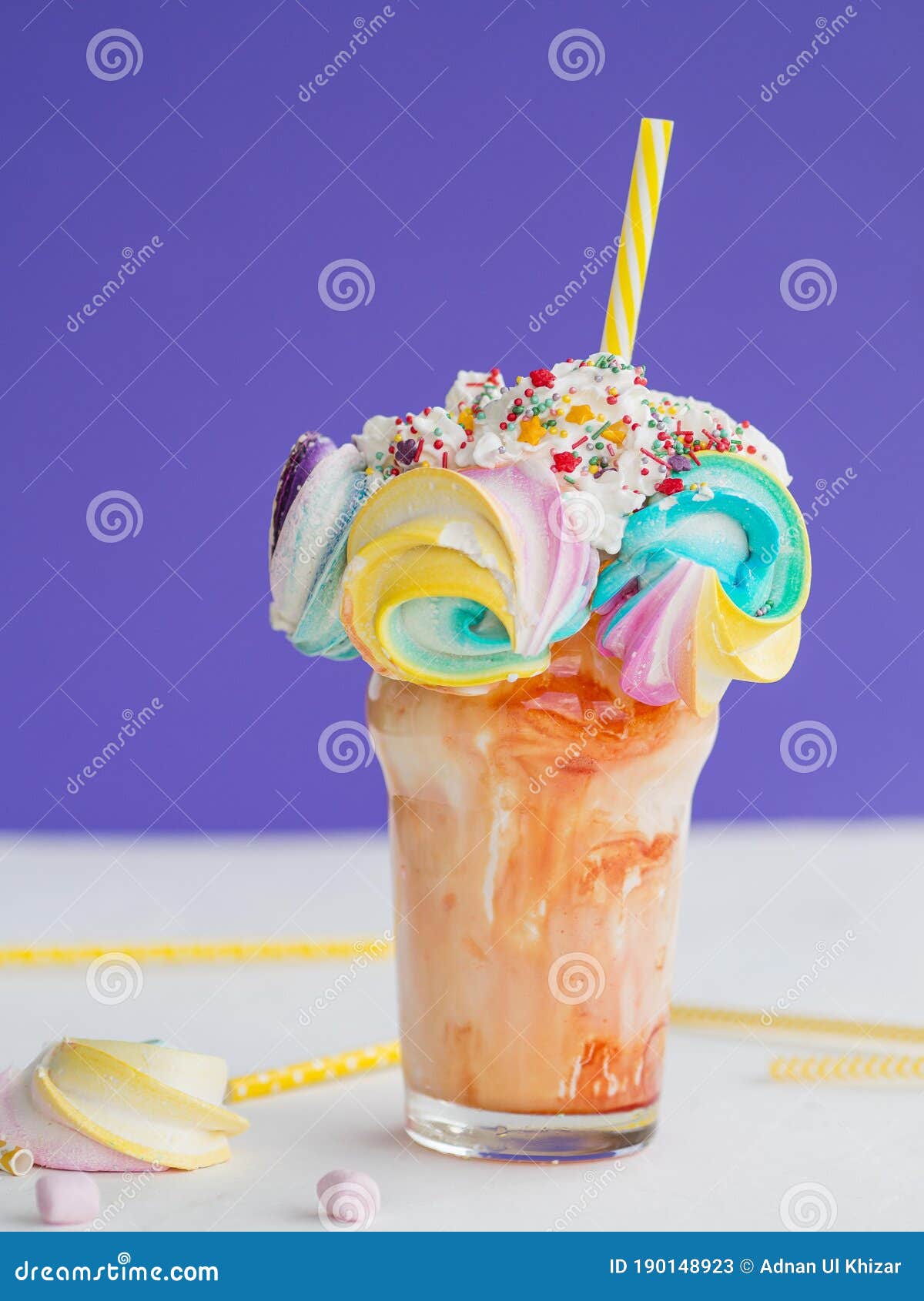 Colorful Milkshake with Decoration Photo Stock Image - Image of ...