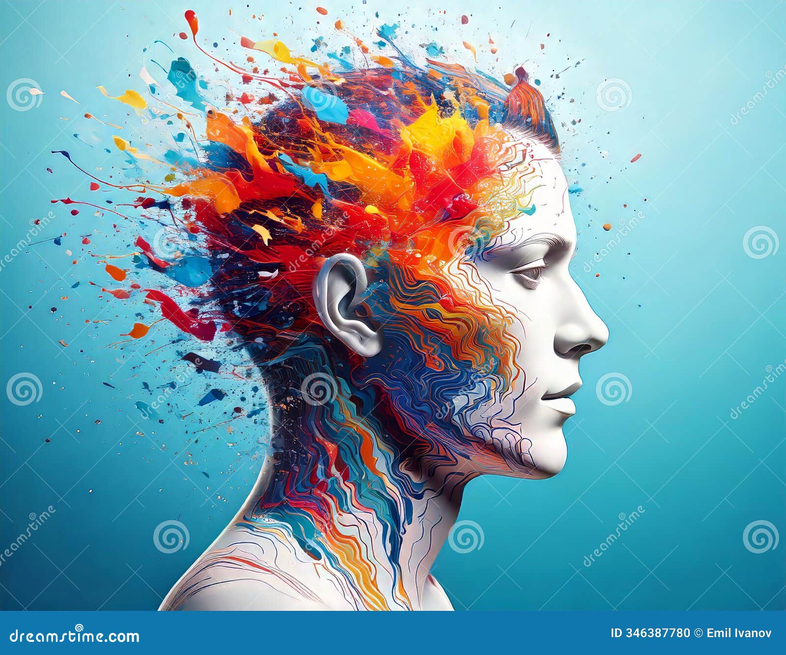 Colorful Mind Exploding with Creativity and Imagination Stock ...