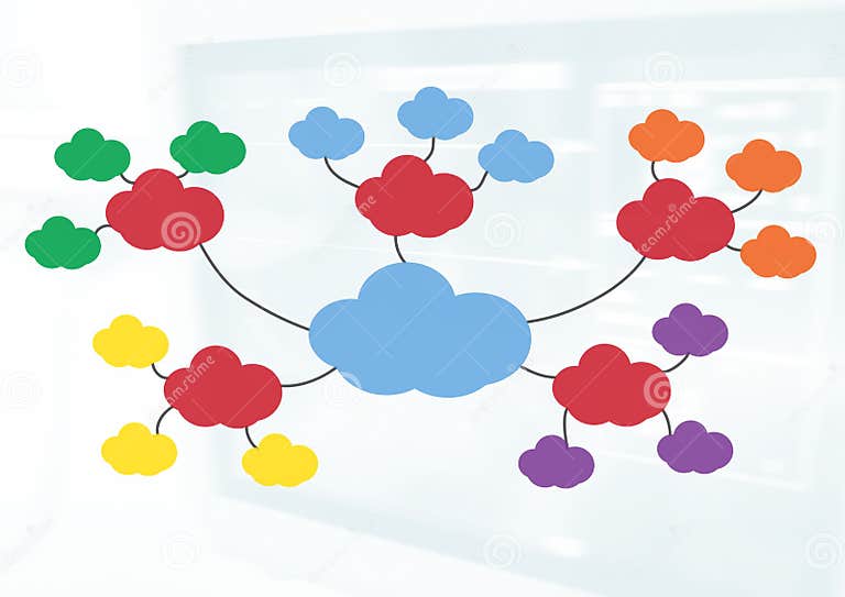 Colorful Mind Map Clouds Over Bright Background Stock Illustration ...