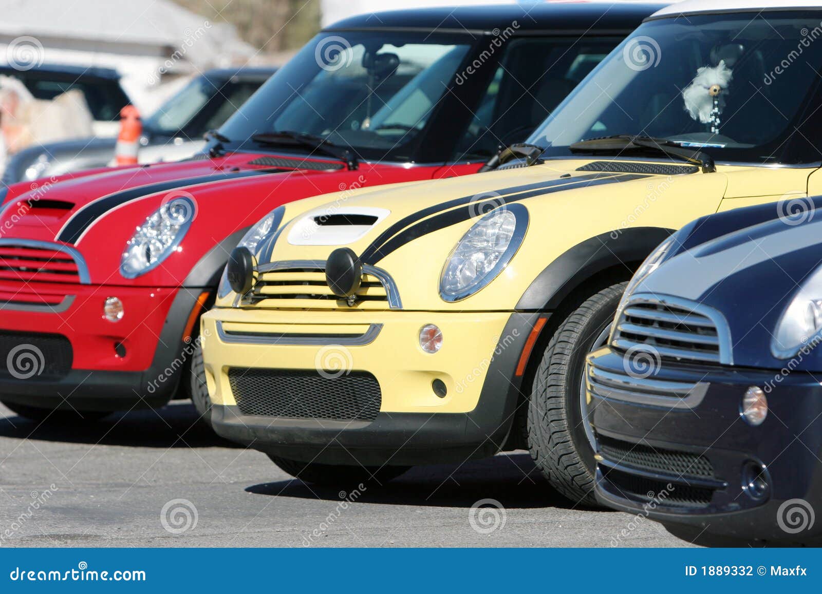 Colorful Mini Cooper cars stock photo. Image of economic - 1889332