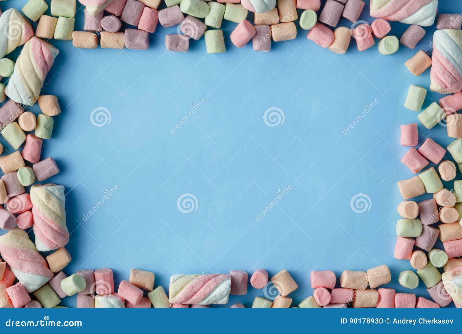 Colorful Mini Marshmallows Background Frame. Copy Space for Text Stock ...