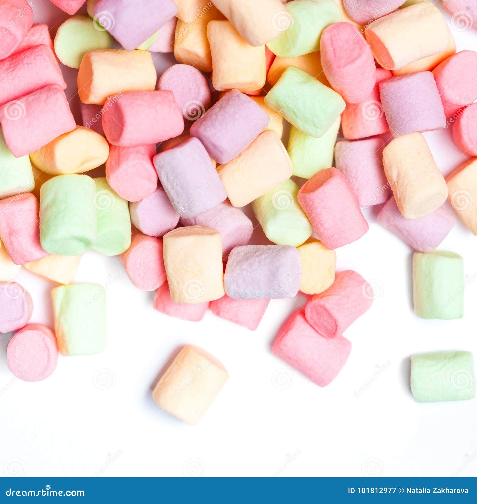Colorful Mini Marshmallows Isolated on White Background, Macro. Stock ...