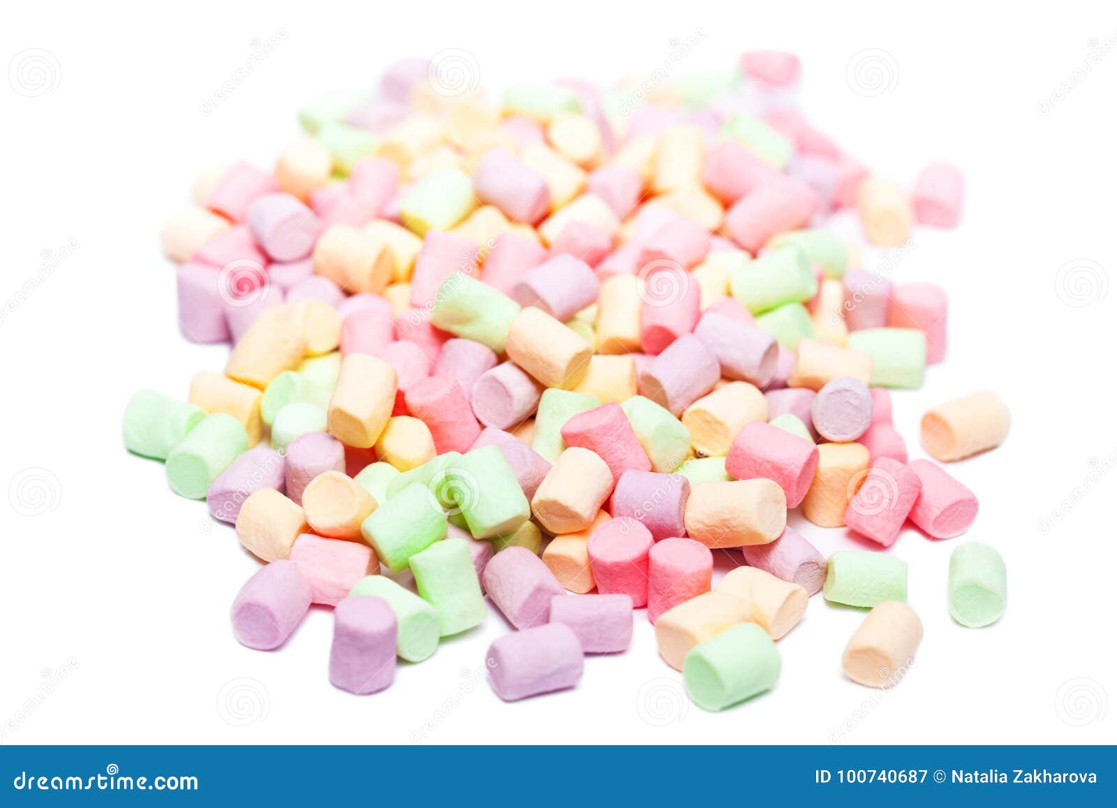 Colorful Mini Marshmallows Isolated on White Background, Macro. Stock ...