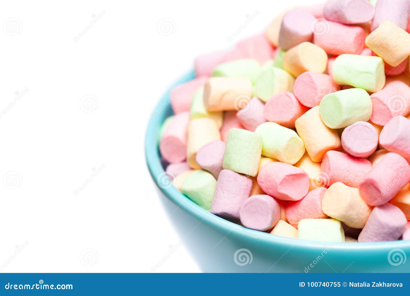 Colorful Mini Marshmallows Isolated on White Background, Macro. Stock ...