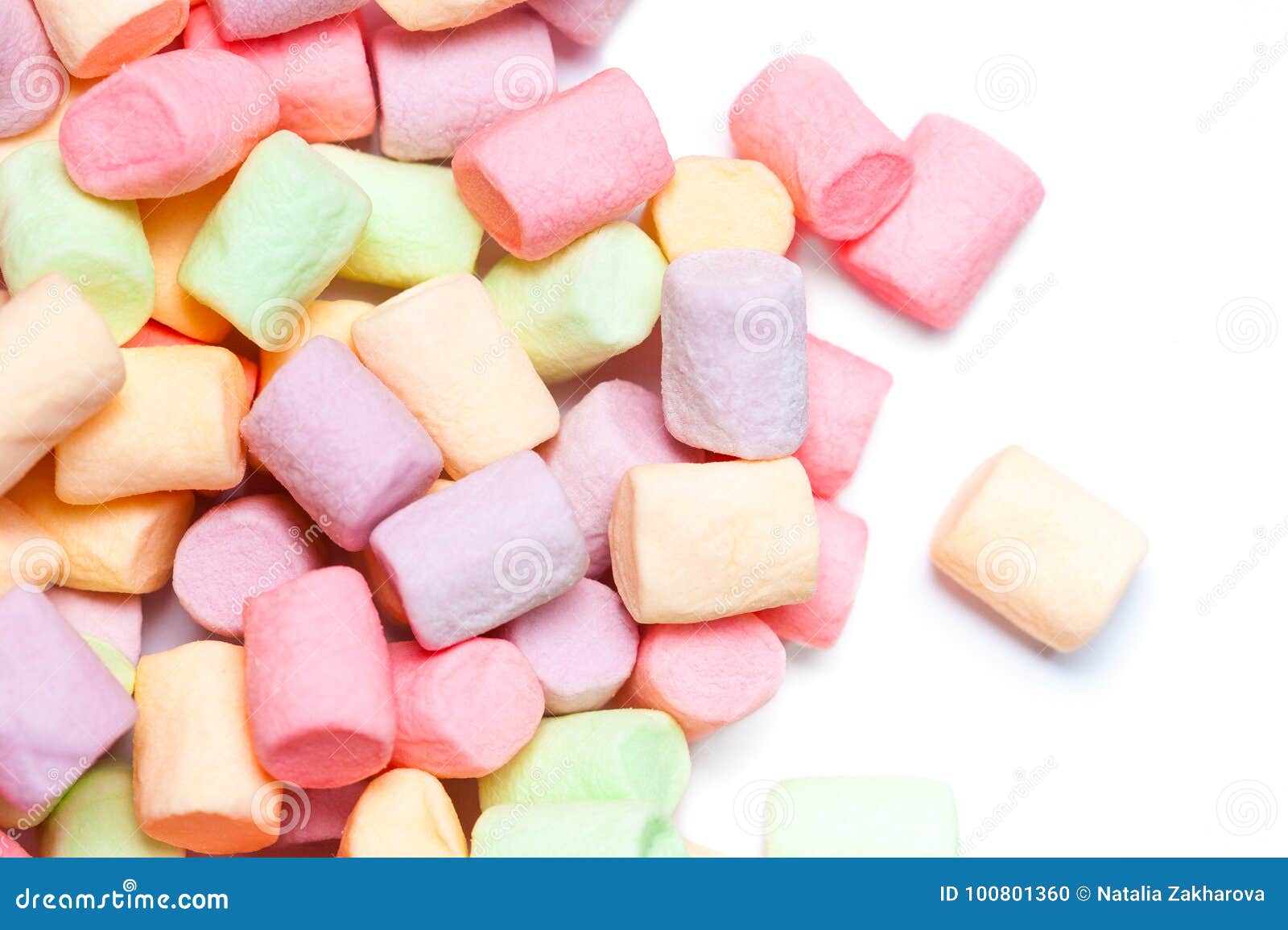 Colorful Mini Marshmallows Isolated on White Background, Macro. Stock ...