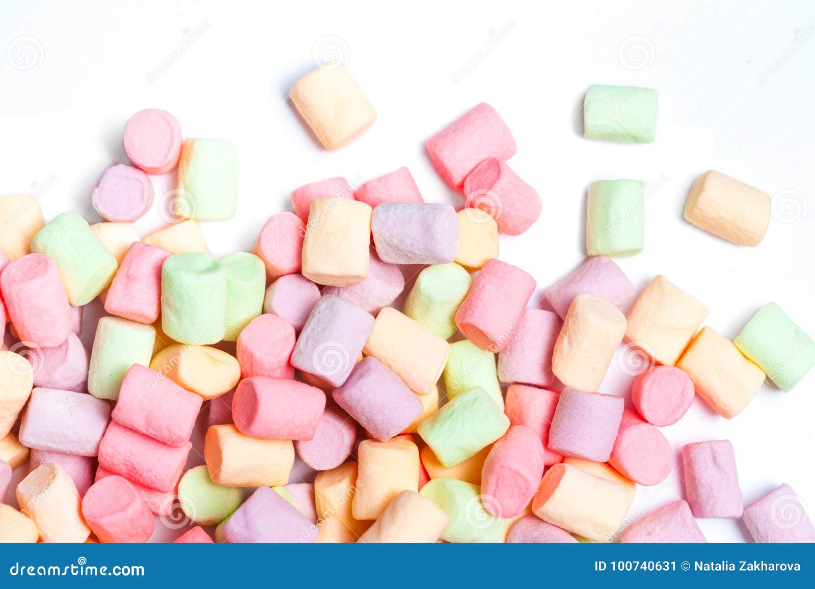 Colorful Mini Marshmallows on White Background, Macro. Stock Image ...