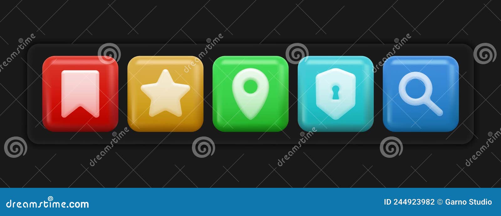 Colorful Mini Set of Basic 3d App Icons Stock Vector - Illustration of ...