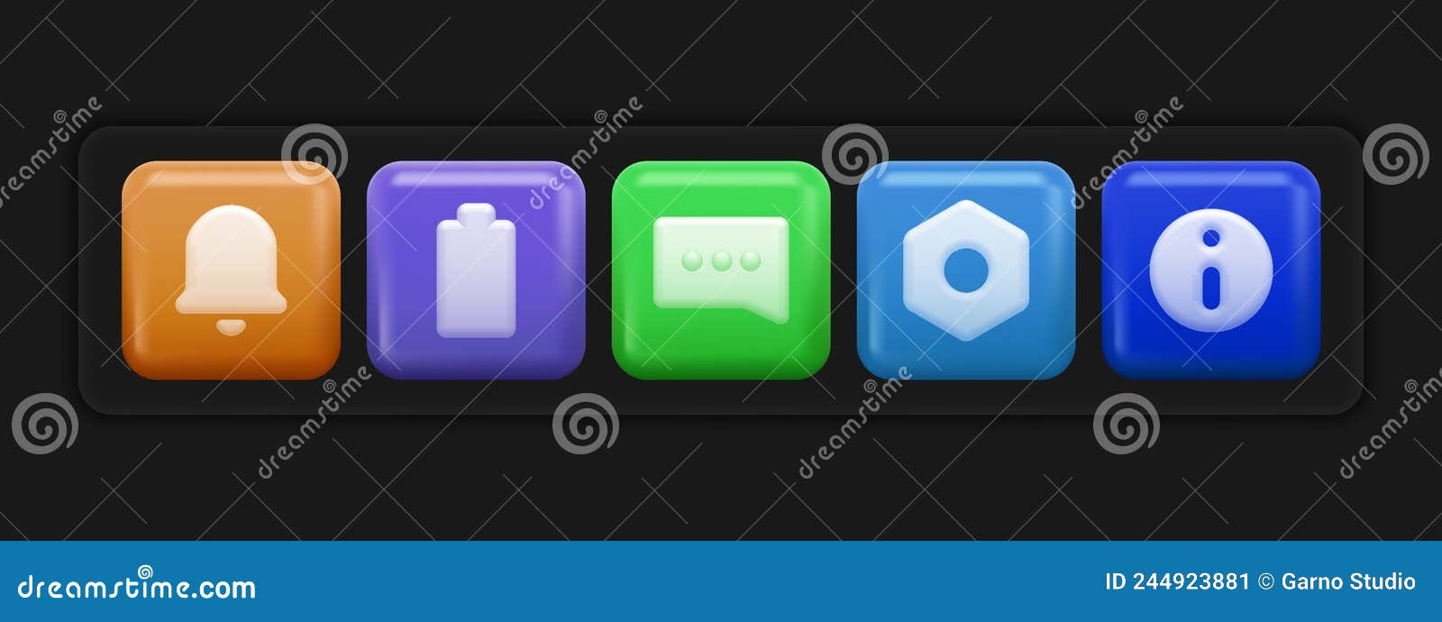 Colorful Mini Set of 3d Icons Stock Vector - Illustration of interface ...