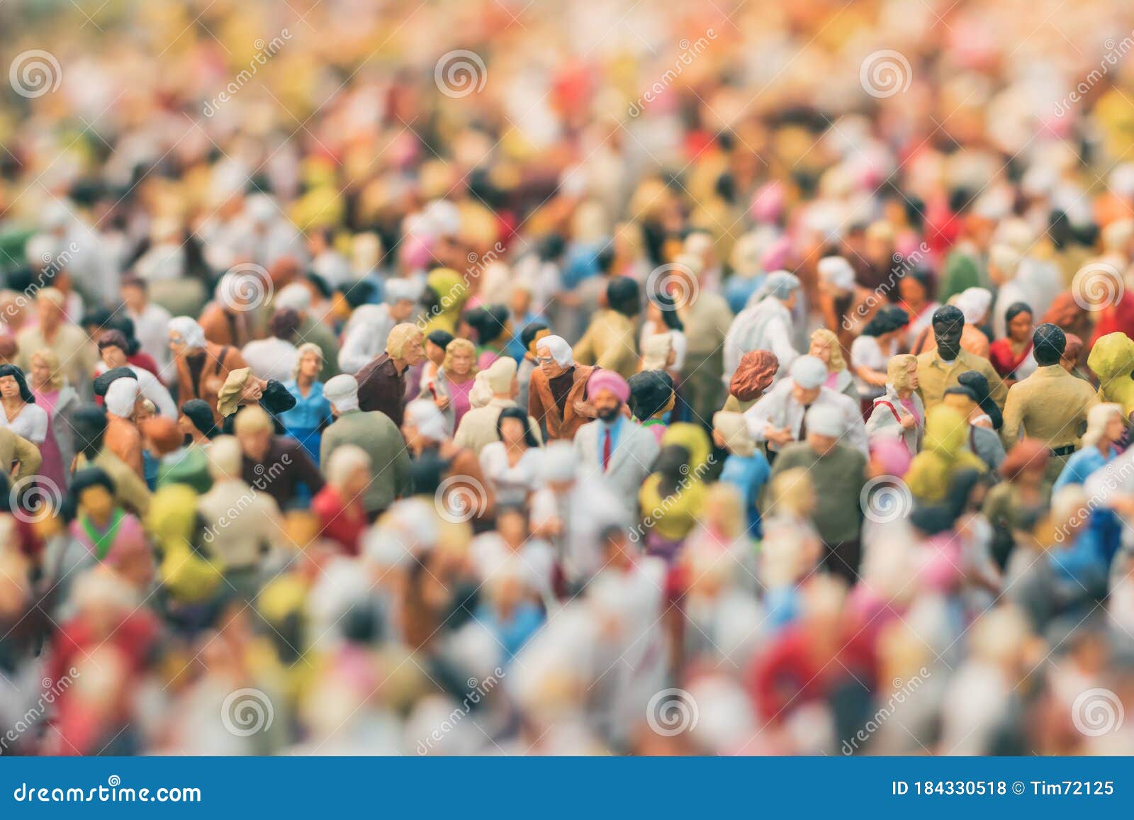 Colorful Miniature Crowd. Multiracial Gathering of People Stock Photo ...