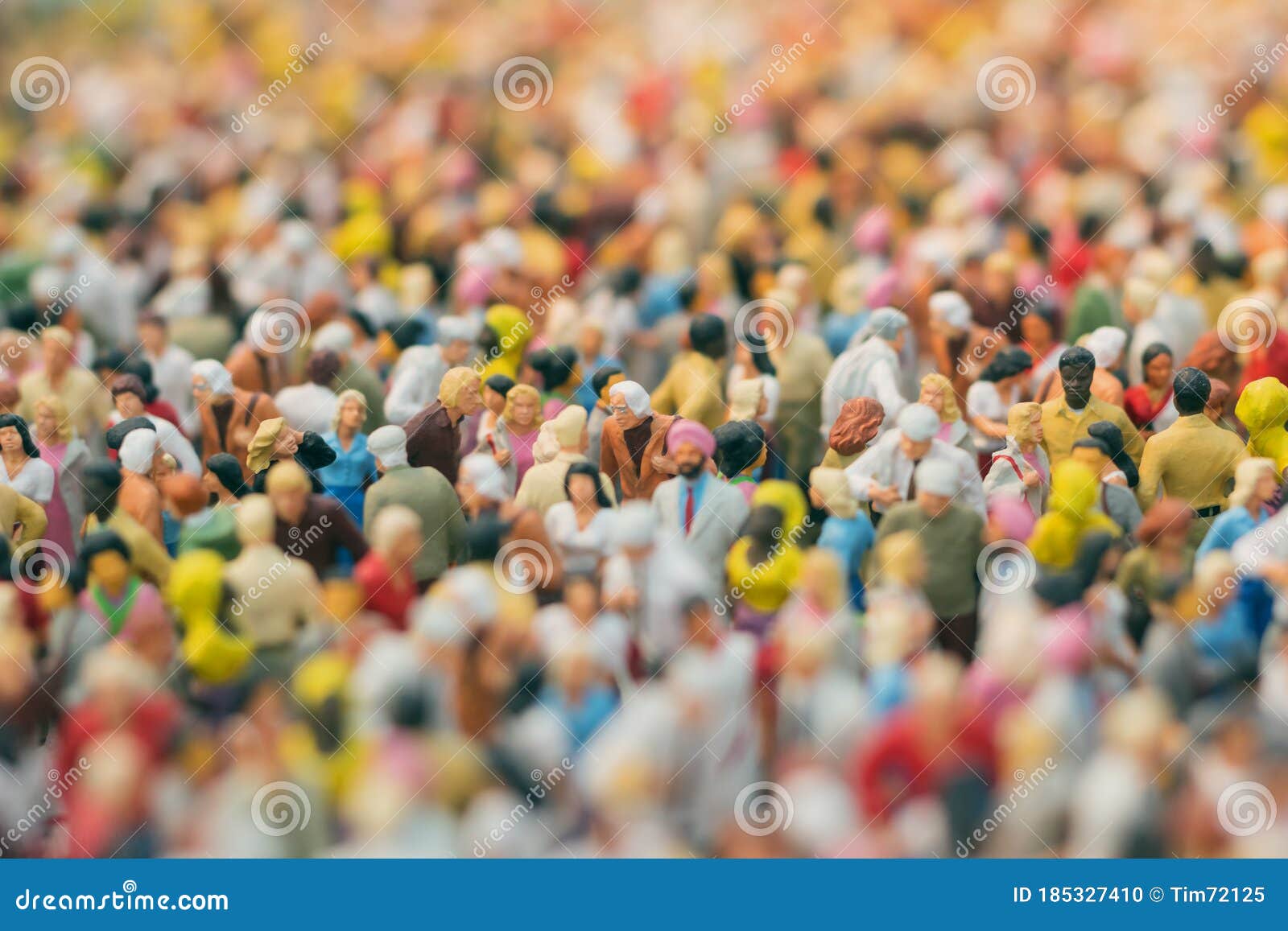 Colorful Miniature Crowd. Multiracial Gathering of People Stock Photo ...