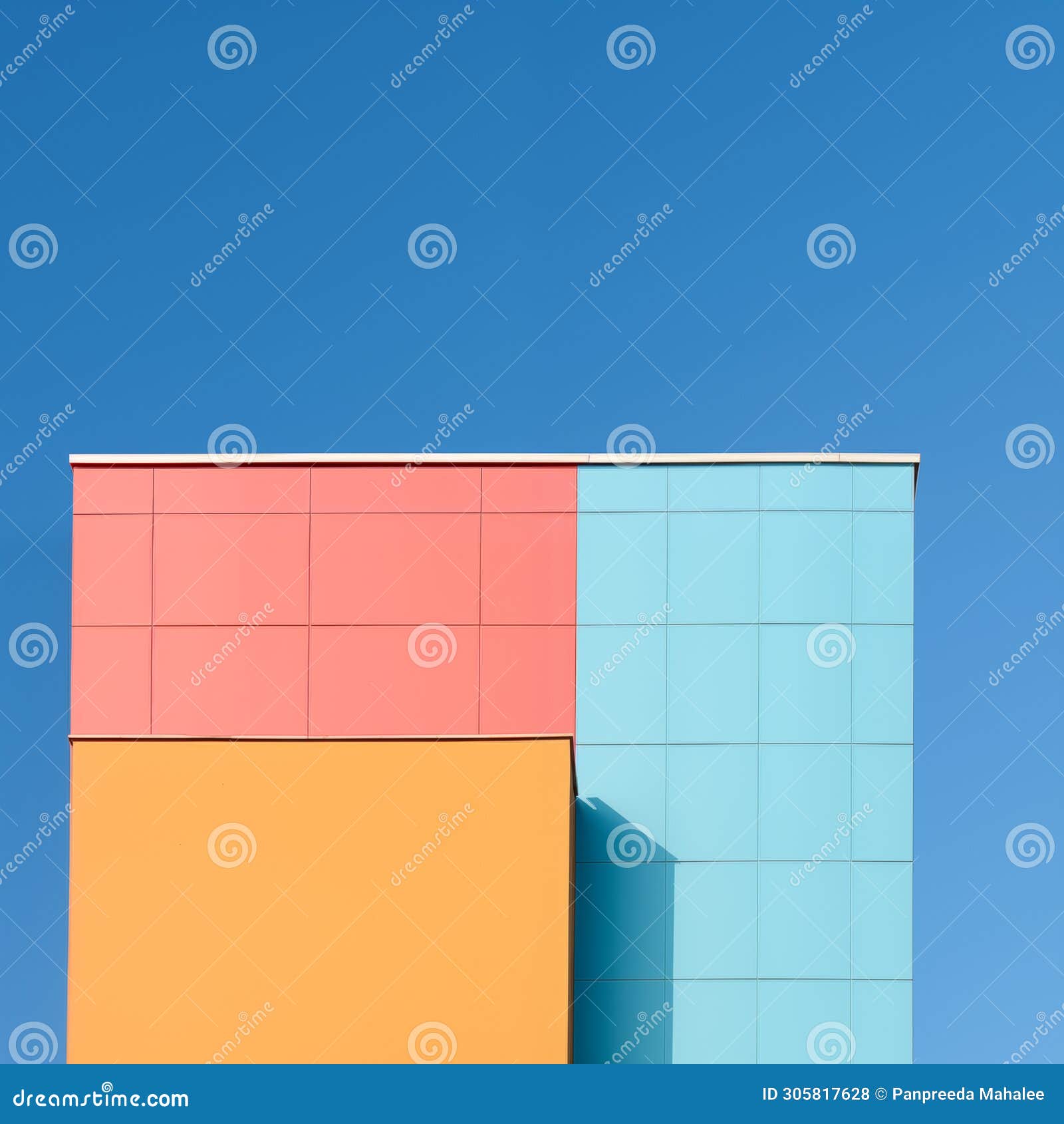 Colorful Minimal Building with Blue Sky, Clear Sky, Nature Light ...