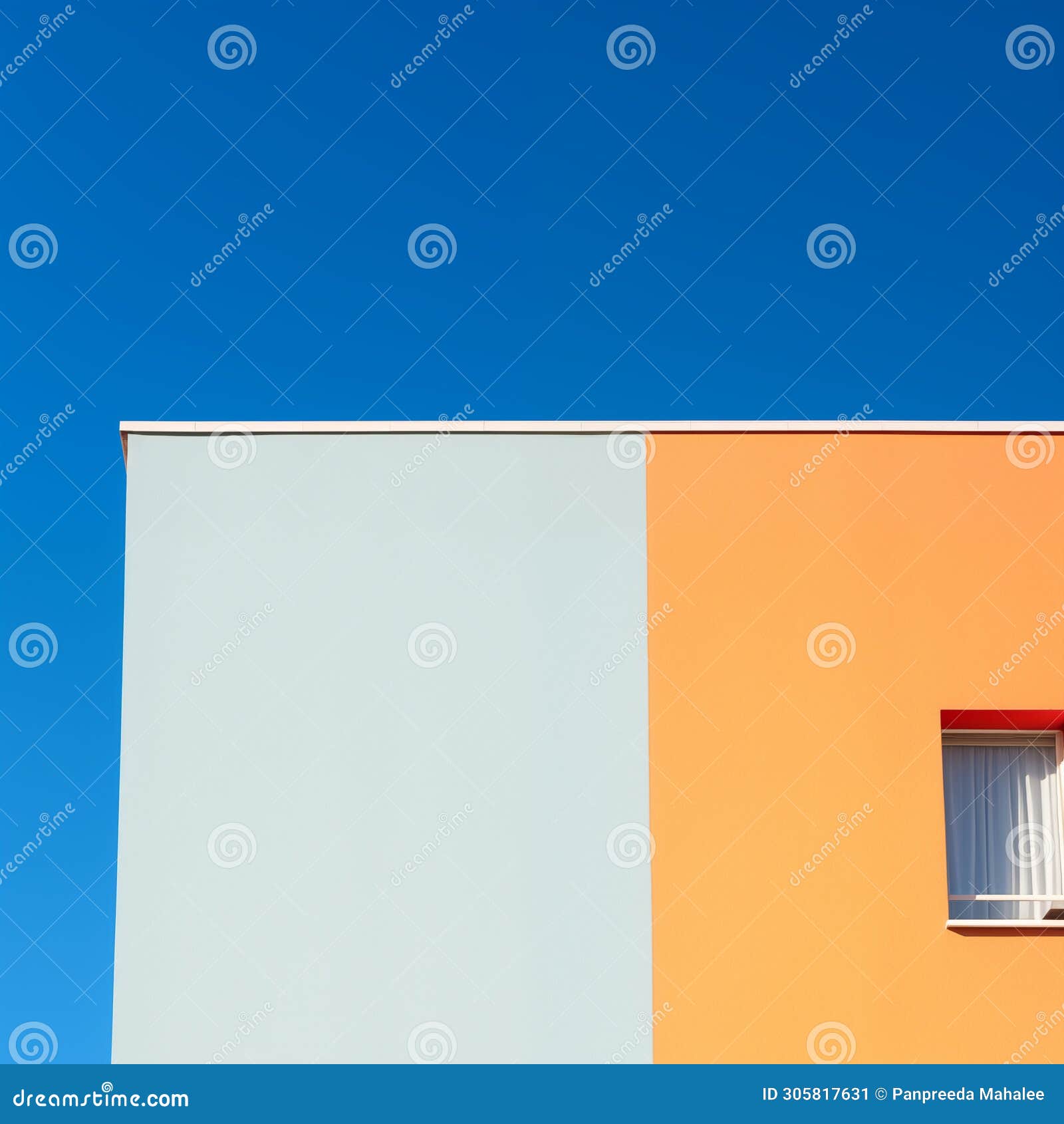 Colorful Minimal Building with Blue Sky, Clear Sky, Nature Light ...