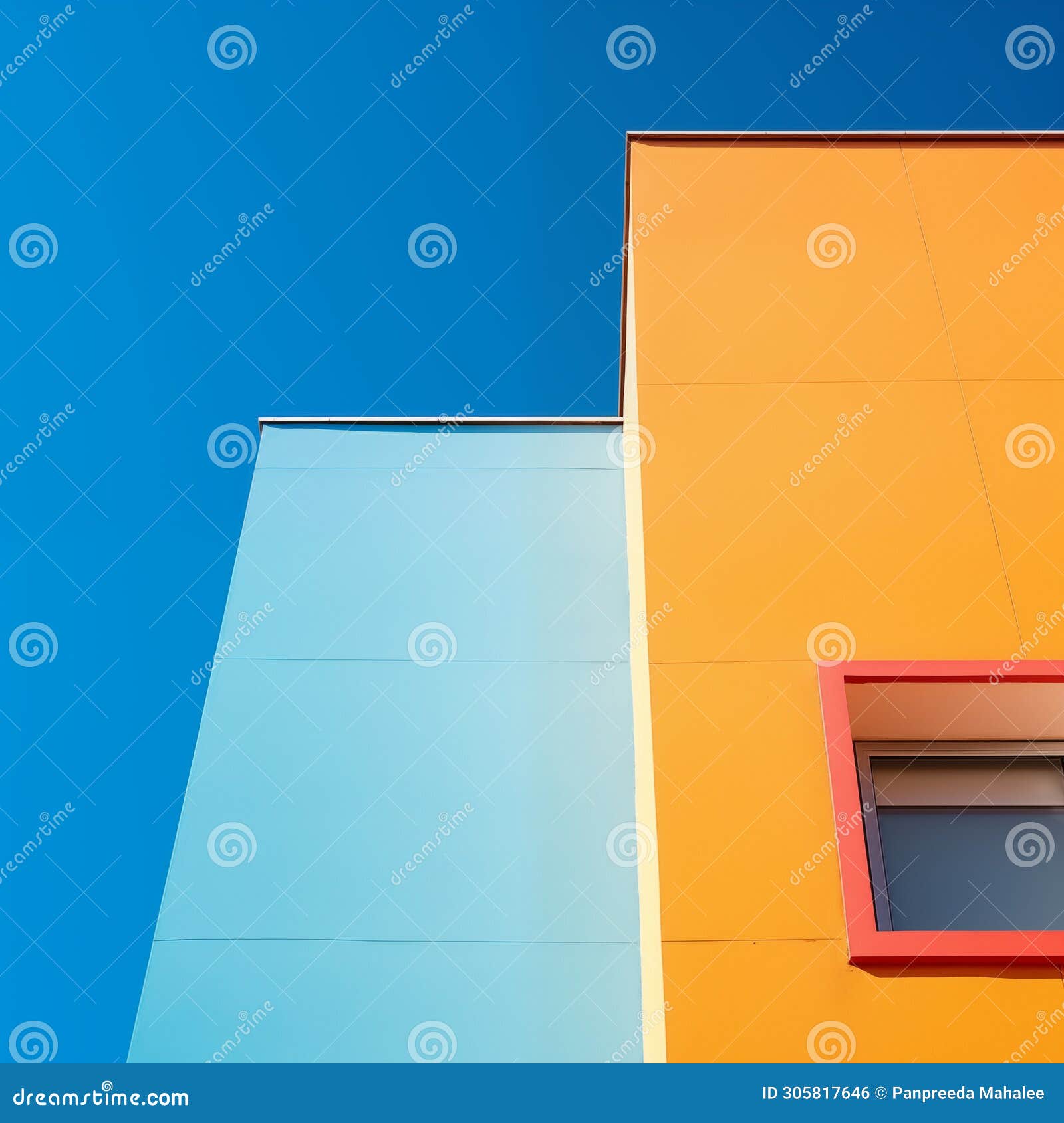 Colorful Minimal Building with Blue Sky, Clear Sky, Nature Light ...