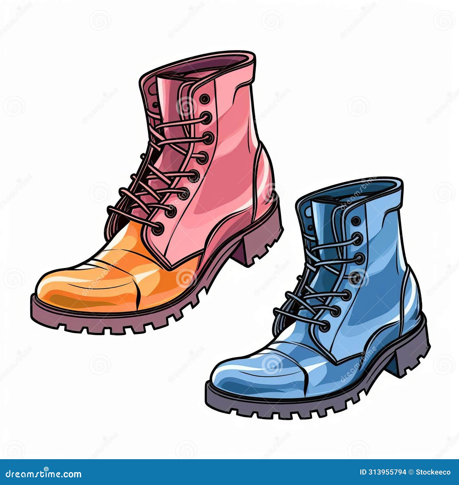 Colorful Minimalist Boots Graphic Design Vector on White Background ...