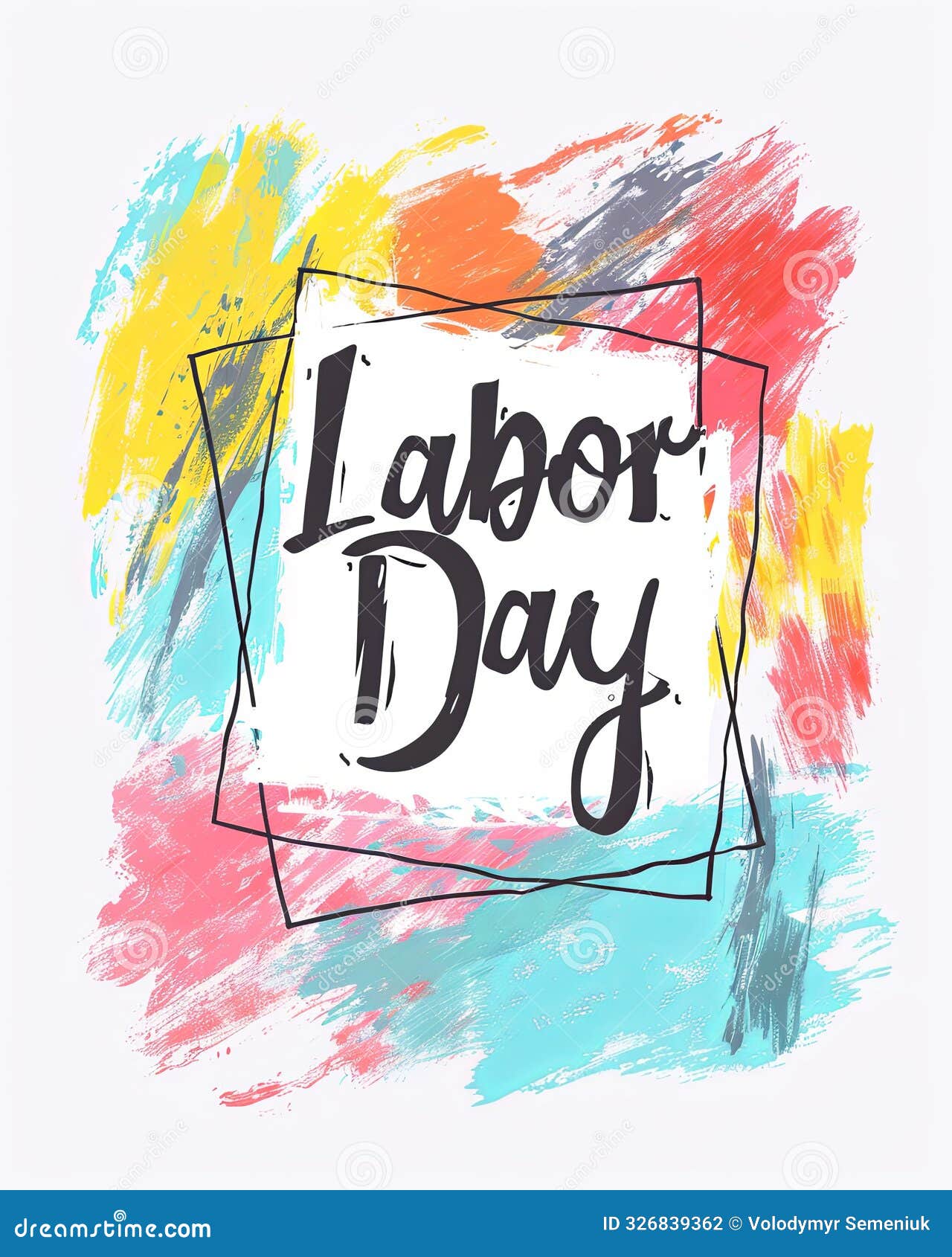 Colorful Minimalist Labor Day Card with Abstract Paint Strokes Stock ...