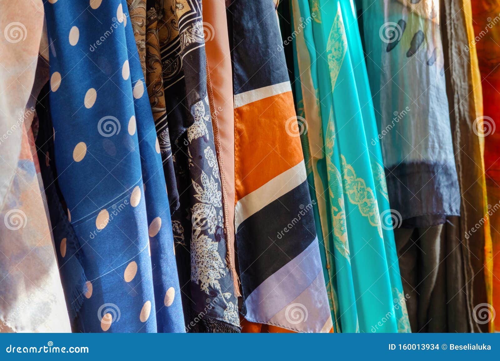 Colorful mixed fabrics stock photo. Image of display - 160013934