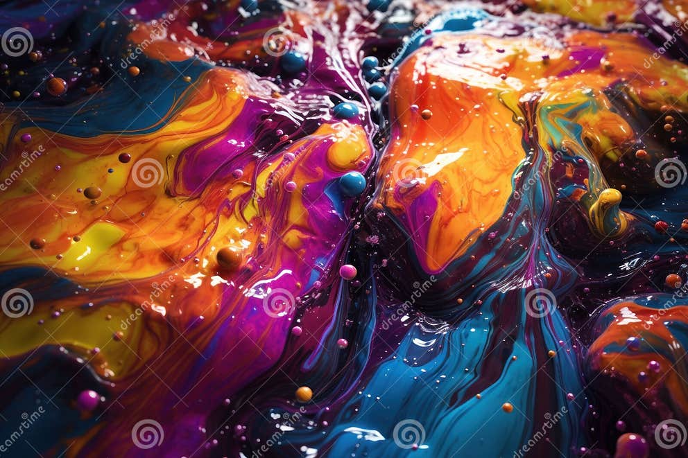 Colorful Mixture of Paint in a Liquid Form, Creating an Abstract ...