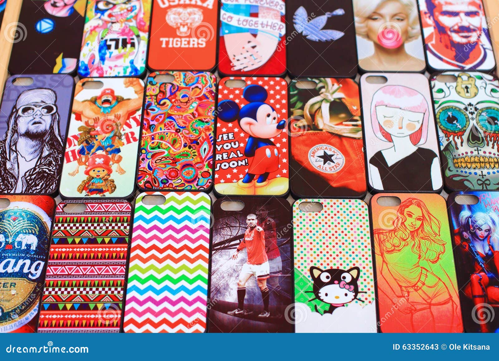 Colorful mobile case editorial stock photo. Image of background - 63352643