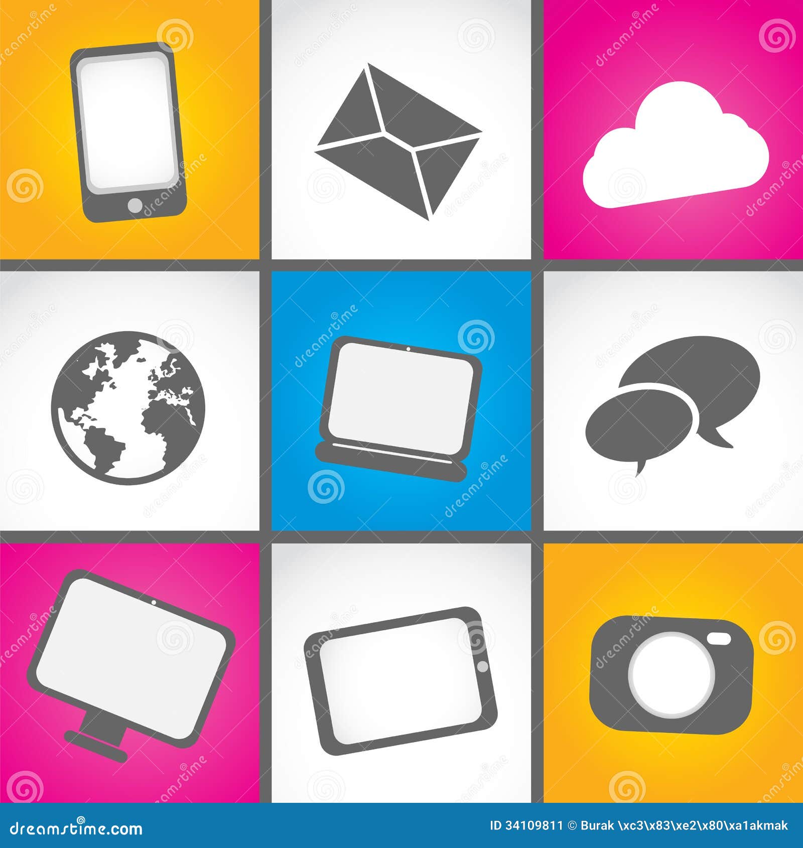 Colorful mobile icons stock vector. Illustration of design - 34109811