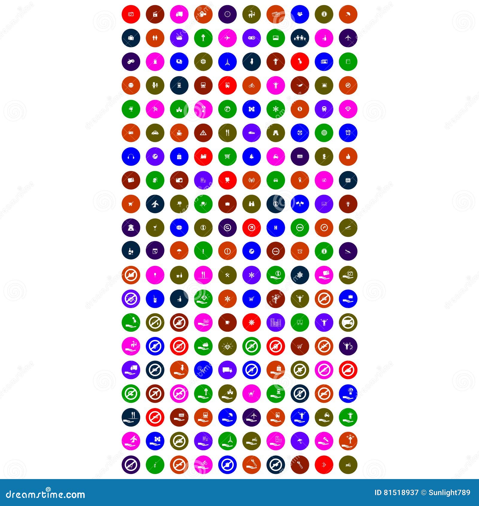 Colorful Mobile Icons with Circle Stock Illustration - Illustration of ...