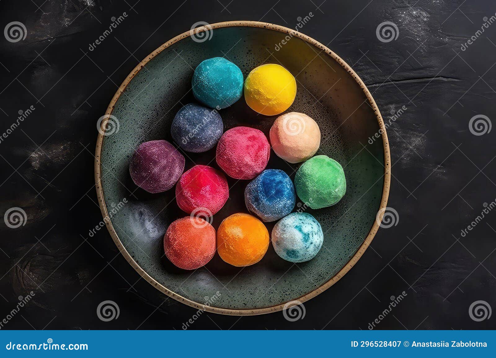 Colorful Mochi on Black Plate, Top View. Generative AI Stock ...