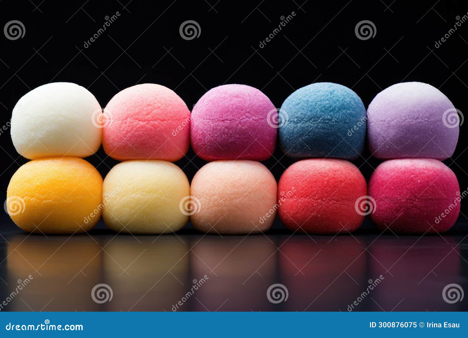 Colorful Mochi in a Row on Black Stock Illustration - Illustration of ...