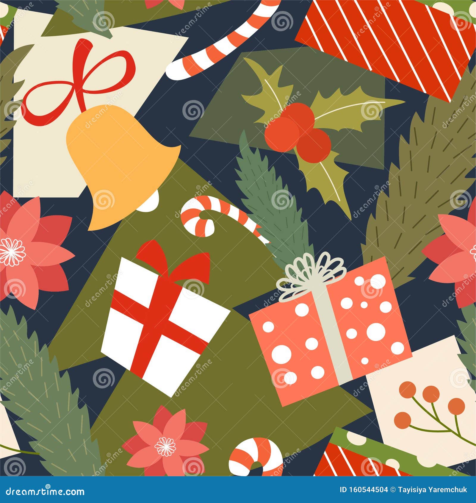 Colorful Modern Abstract Christmas Pattern with Various Traditional ...