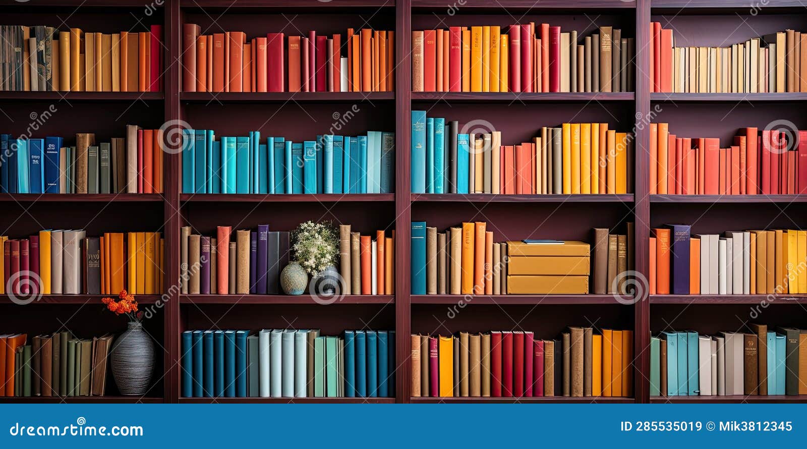 Colorful and Modern Bookshelf. Stock Illustration - Illustration of ...