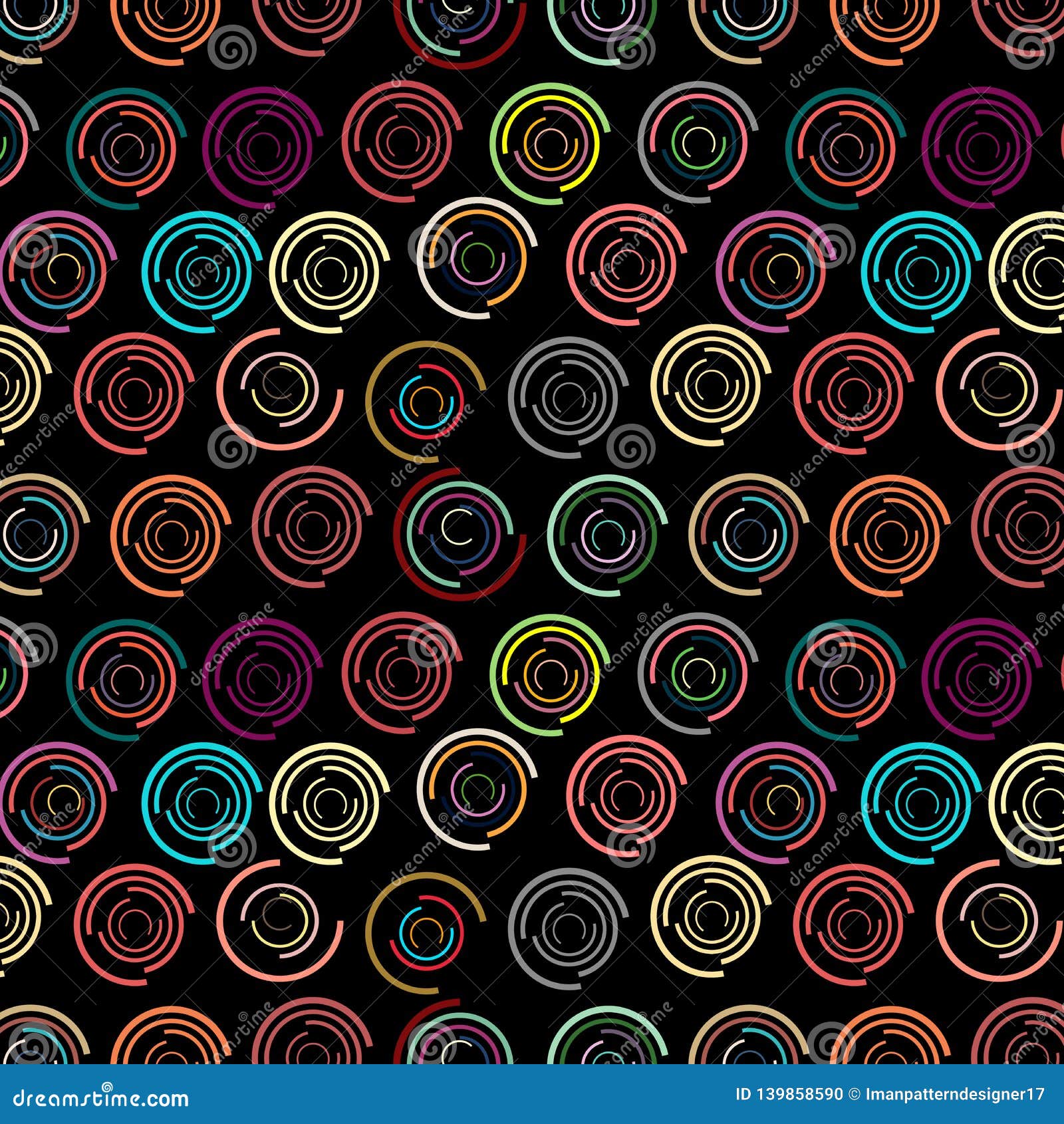 Colorful Modern Circles and Arcs Repeating Pattern Stock Vector ...
