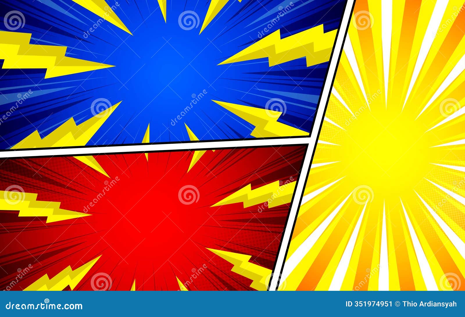 Colorful Modern Comic Page Frame Background Design Template. Vector ...